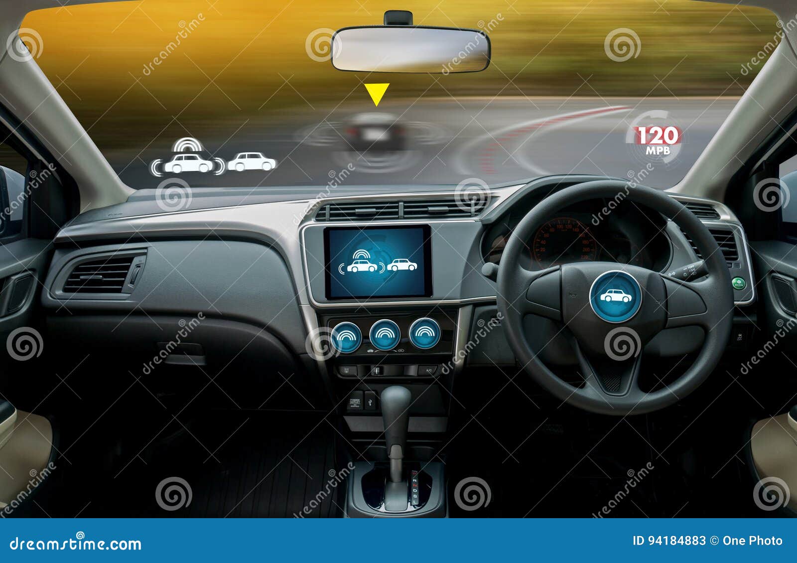 Autonomous Driving Car And Digital Speedometer Technology Image Stock ...