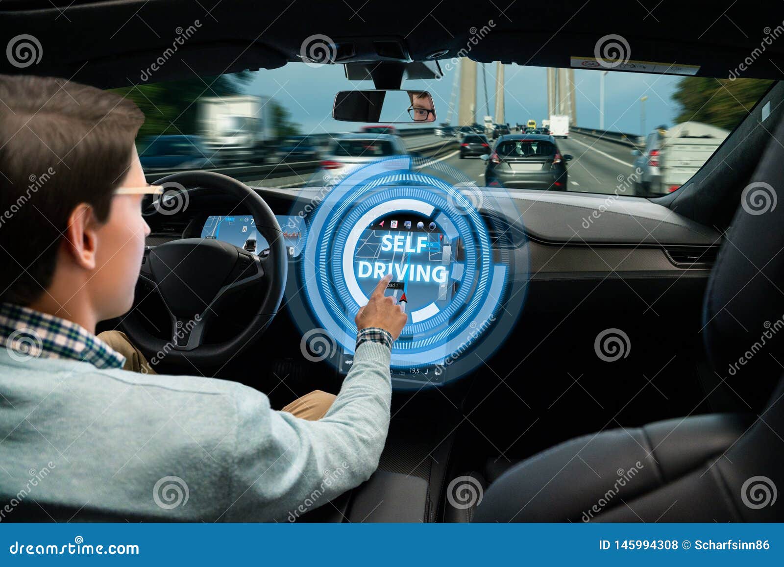 Autonomous driving mode stock illustration. Illustration of drive ...