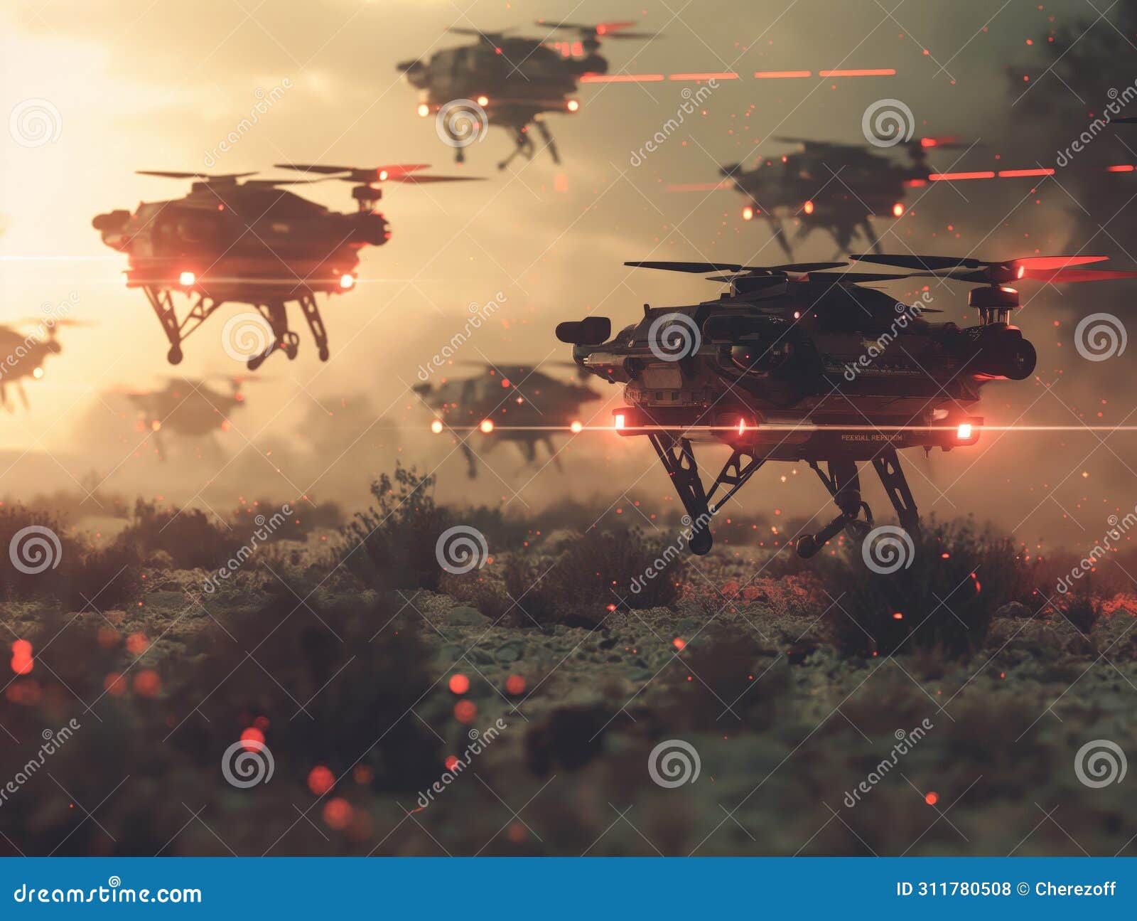 Autonomous Drones in Tactical Operation Stock Photo - Image of hightech ...