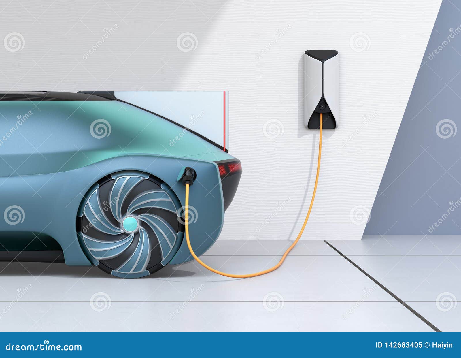 Autonomous Electric Car Charging in Charging Station. Stock ...