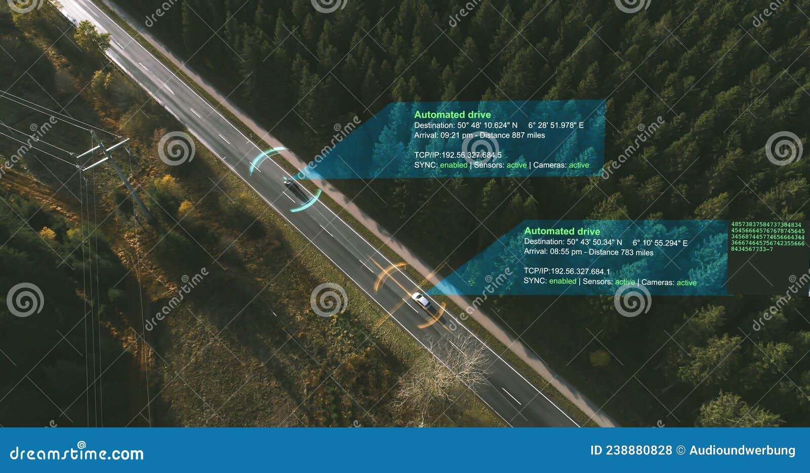 Autonomous Electric Car Driving On A Highway With Technology Assistant ...