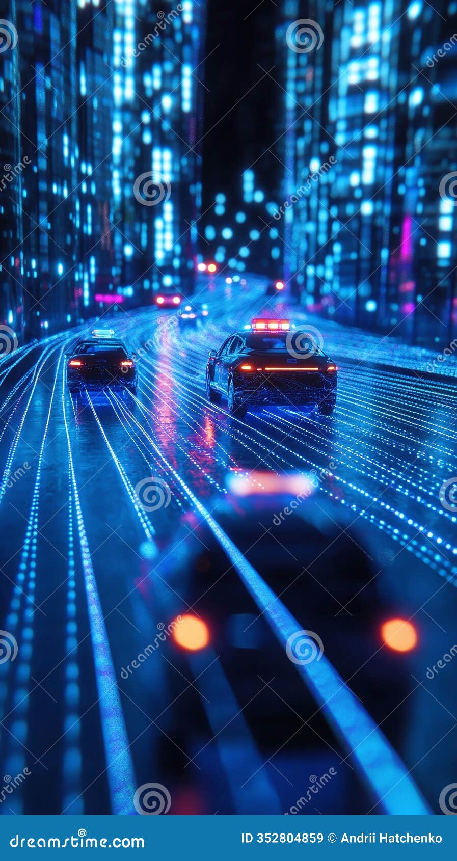 Autonomous Emergency Vehicle Of The Future A Futuristic Silhouette Of A ...