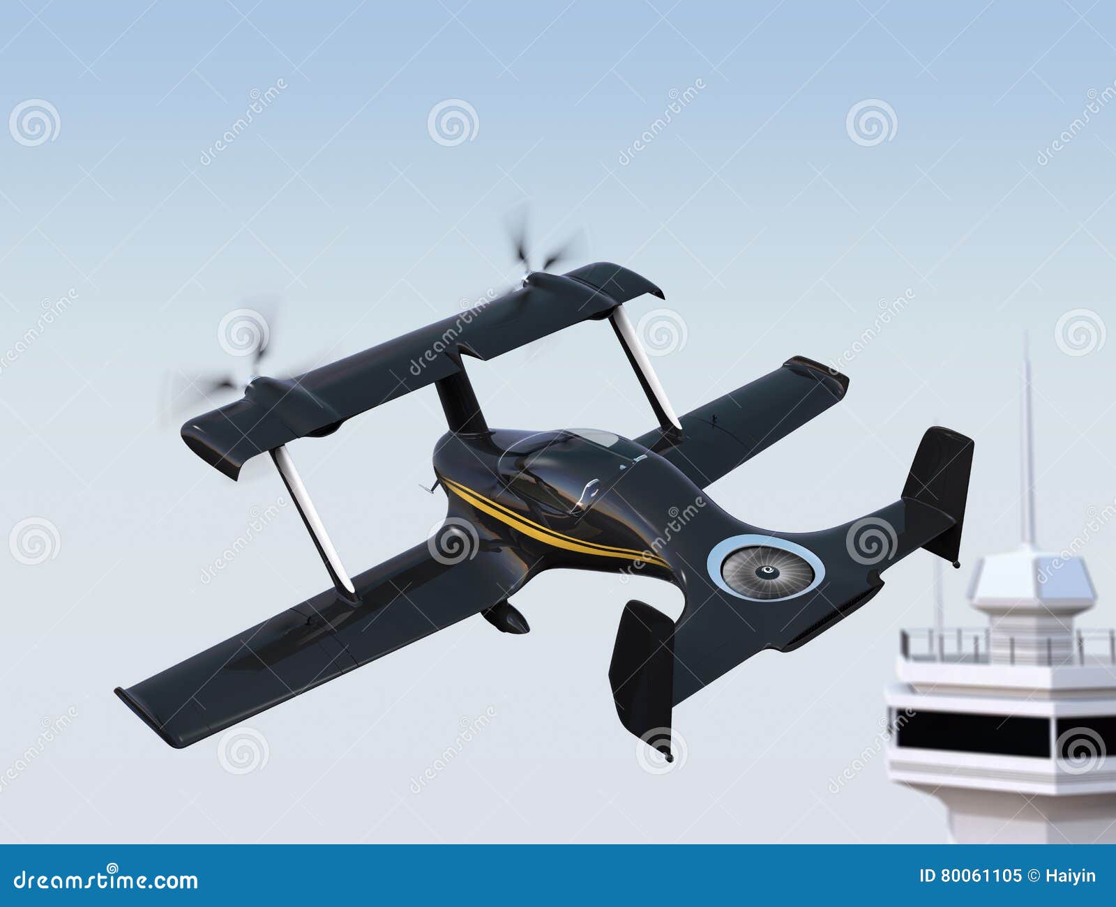 Autonomous Flying Drone Taxi in Airport Stock Illustration ...