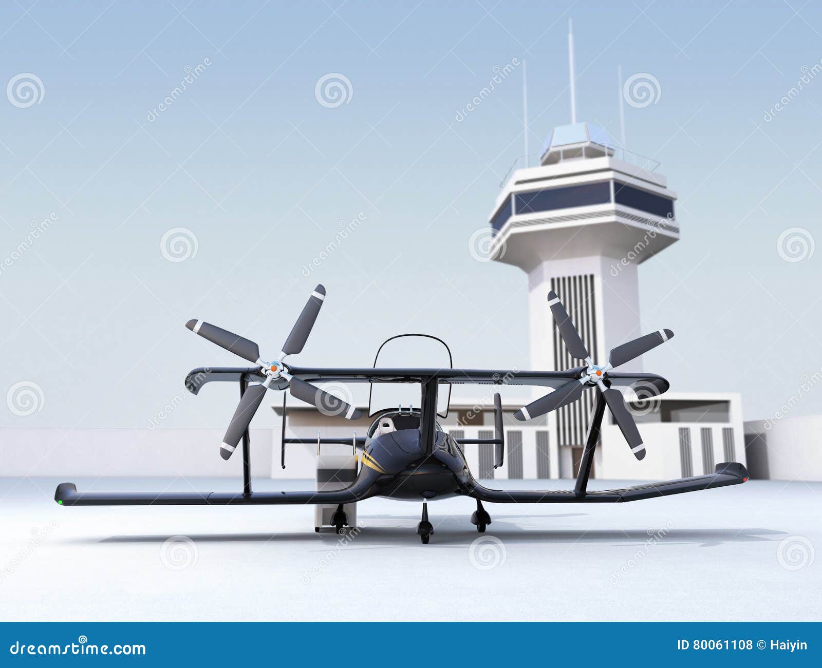Autonomous Flying Drone Taxi in Airport Stock Illustration ...