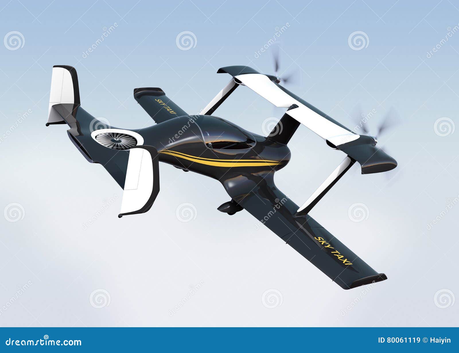 Autonomous Flying Drone Taxi Concept Stock Illustration - Illustration ...