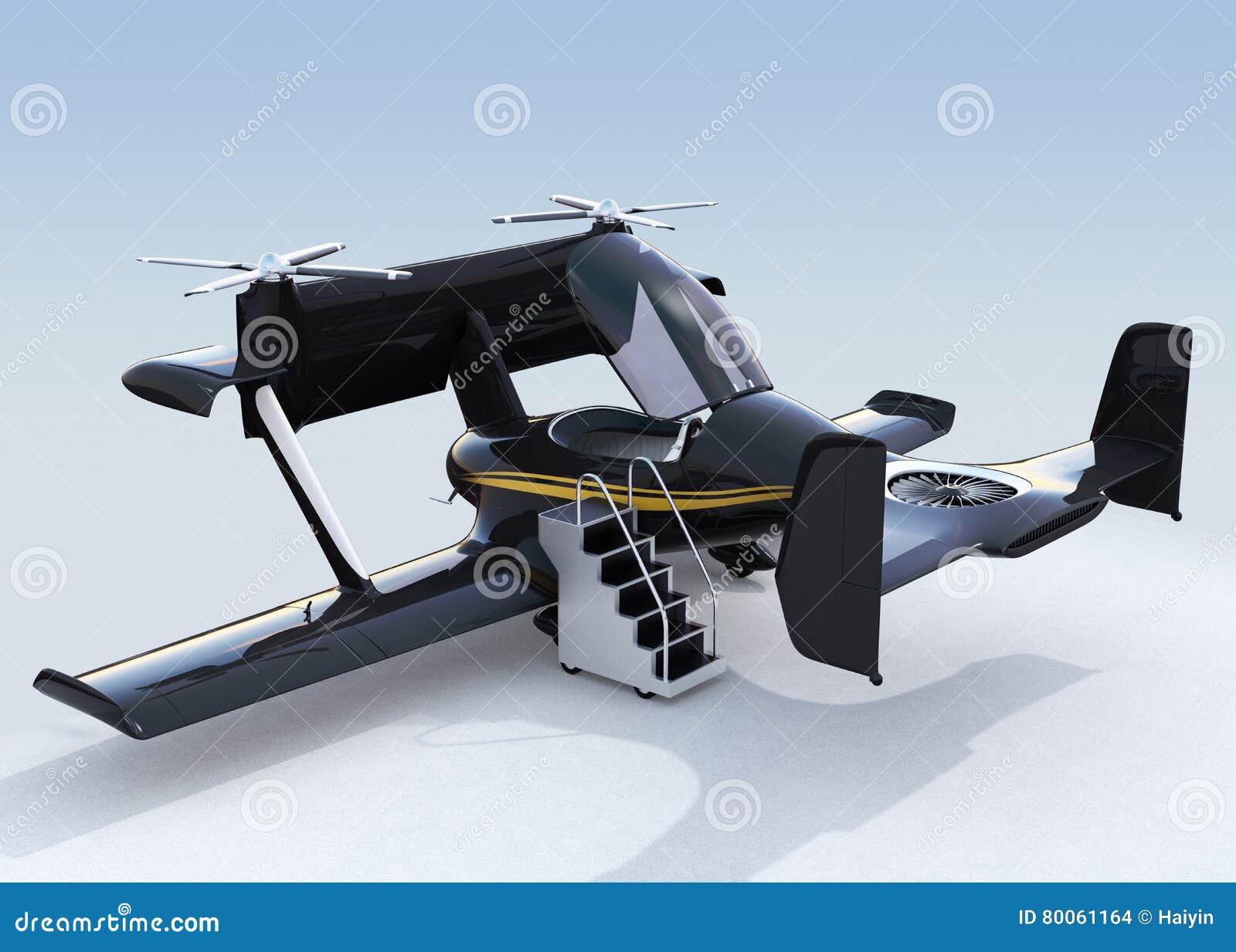 Autonomous Flying Drone Taxi Concept Stock Illustration - Illustration ...