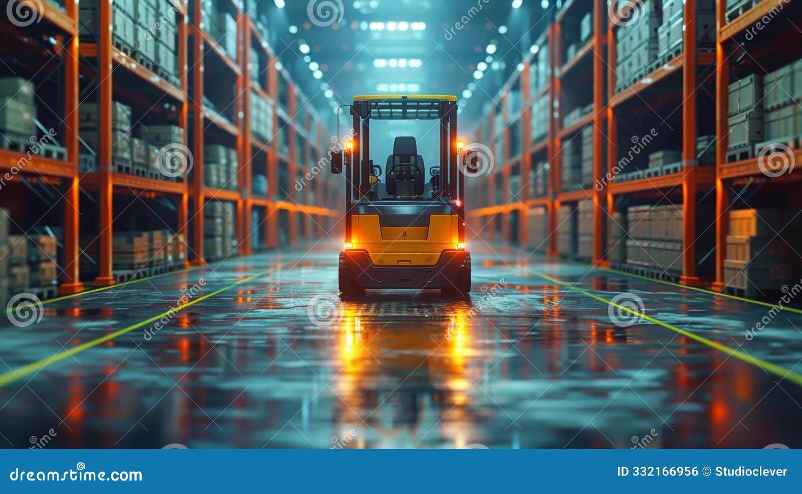 Autonomous Forklift in High-tech Warehouse - Generative Ai Stock ...