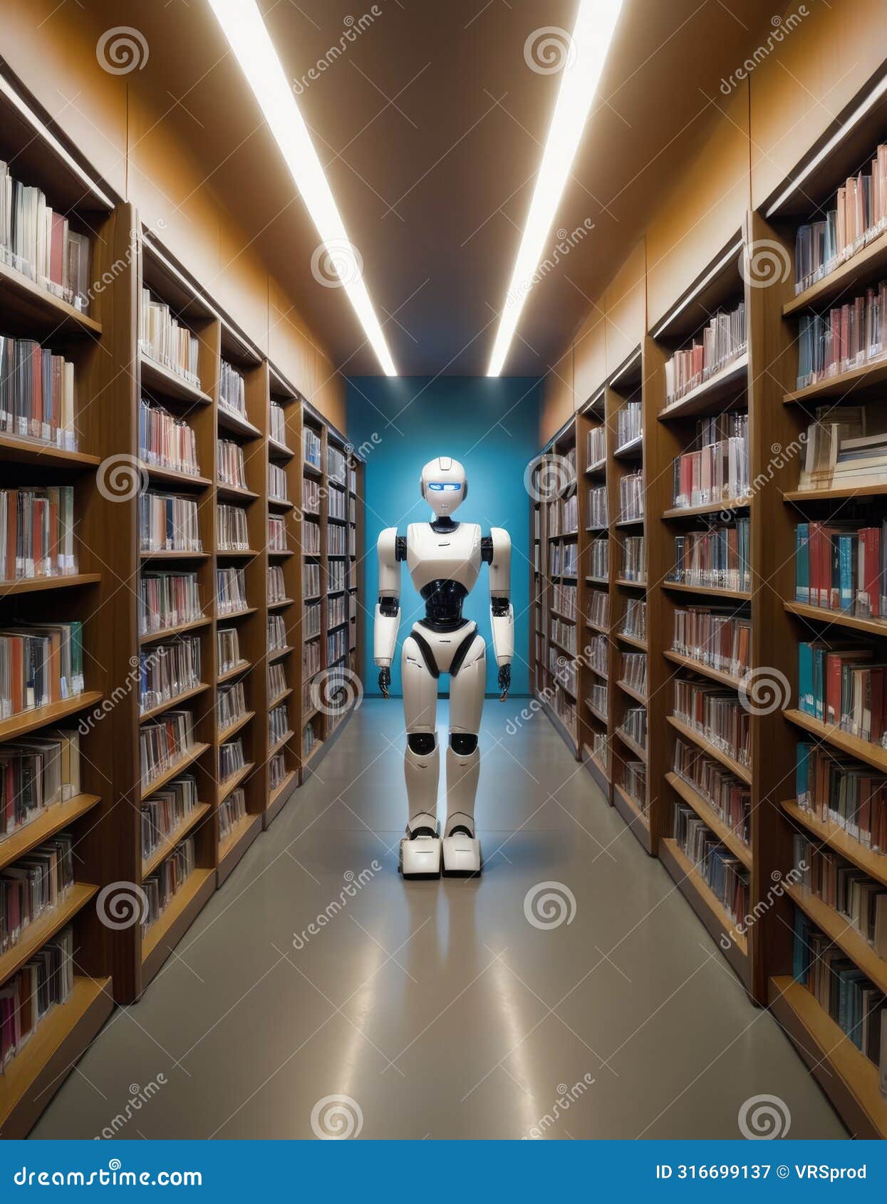 Autonomous Library Assistant Robot Stock Image - Image of education ...