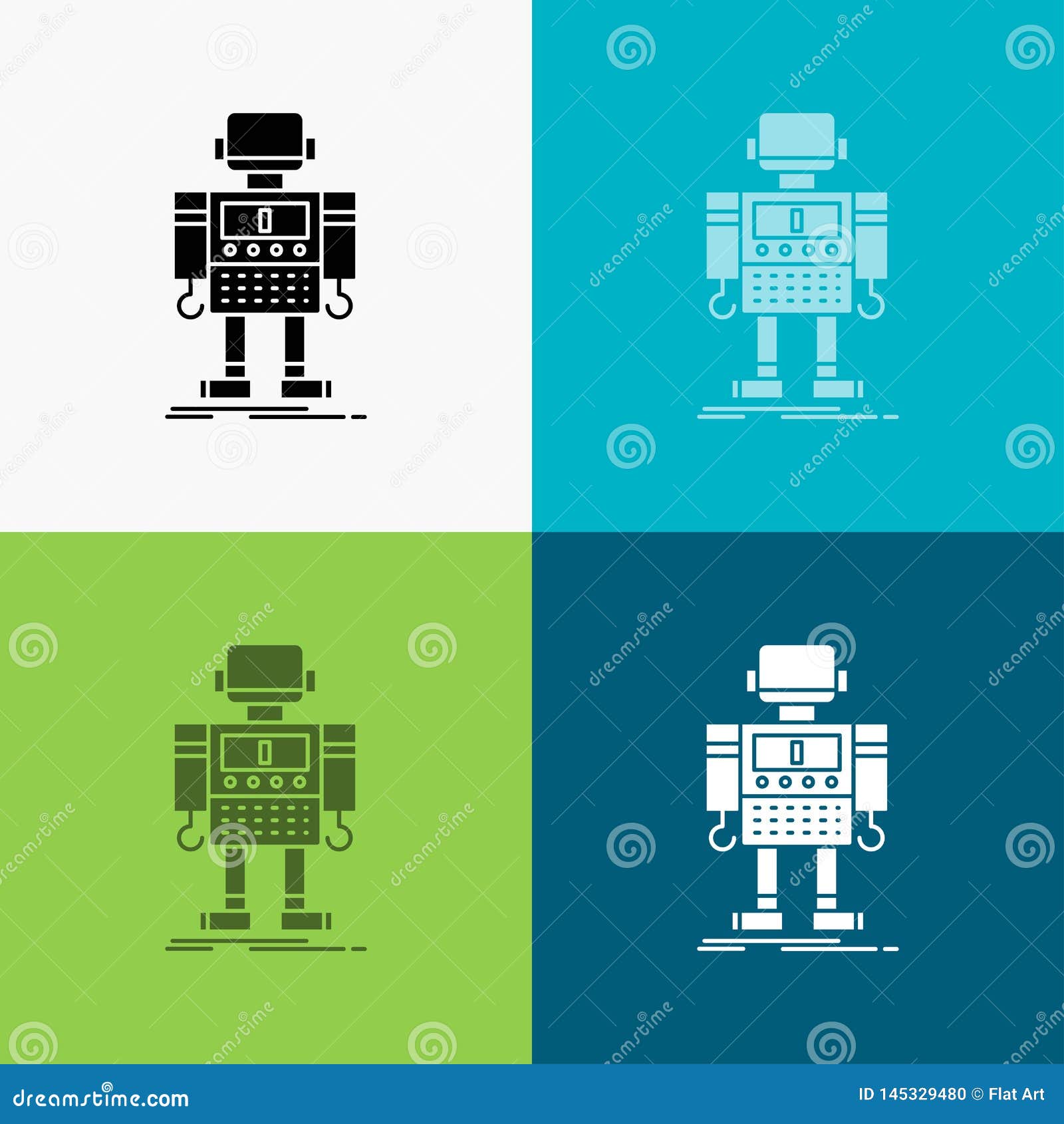 Autonomous, Machine, Robot, Robotic, Technology Icon Over Various ...