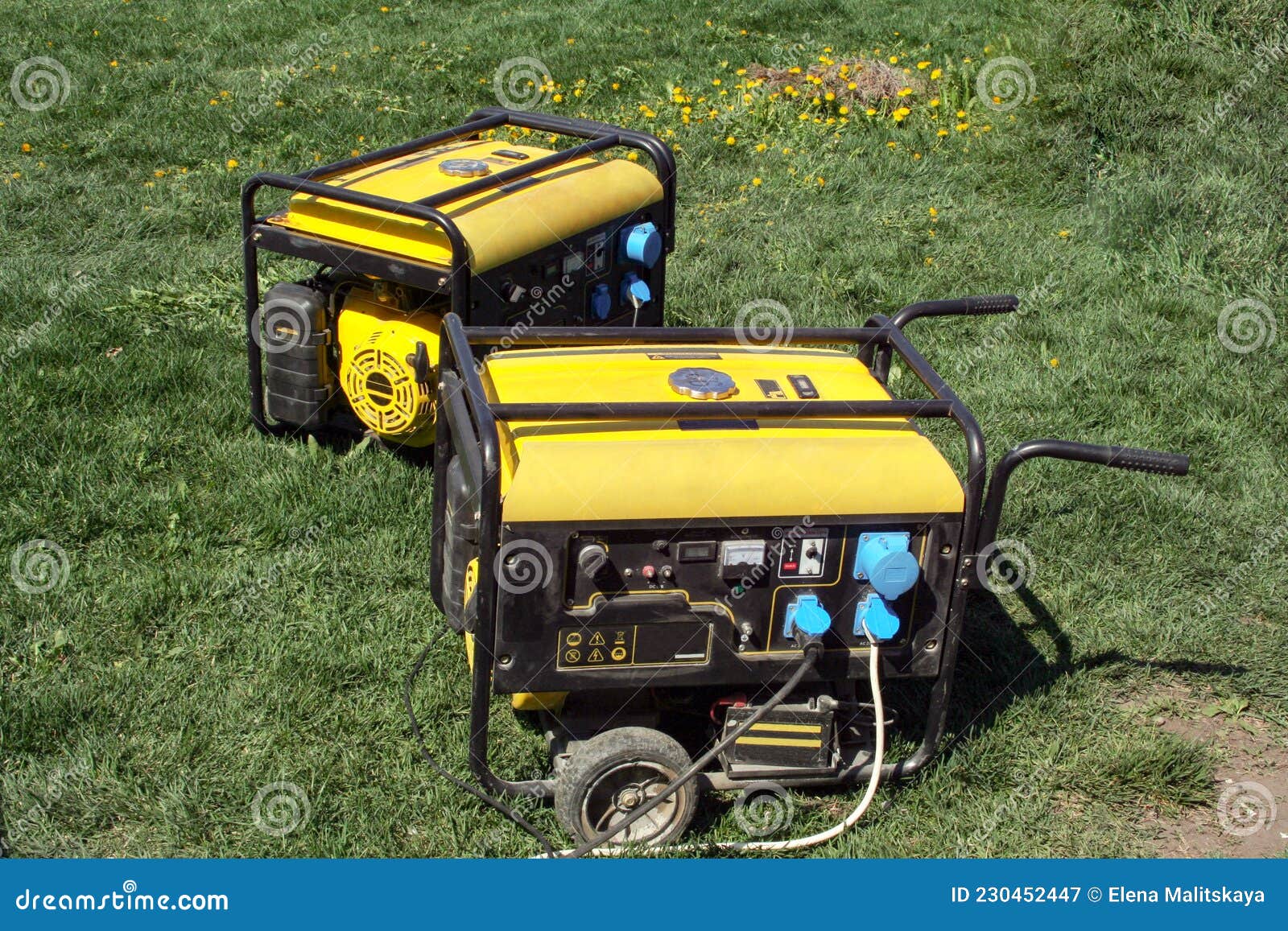 Autonomous Portable Yellow Diesel Generator Stands on the Grass Stock ...