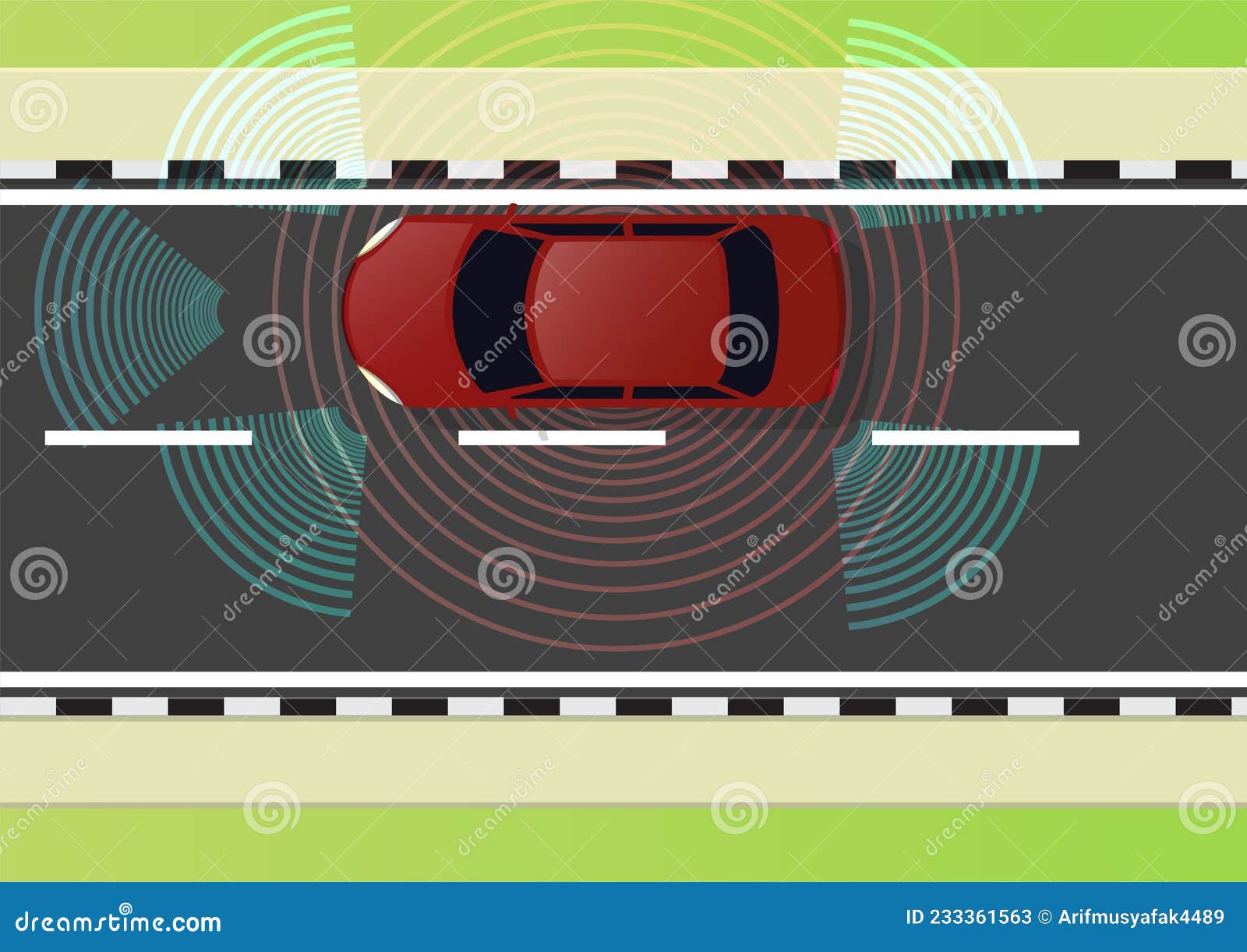 Autonomous red car concept stock vector. Illustration of digital ...