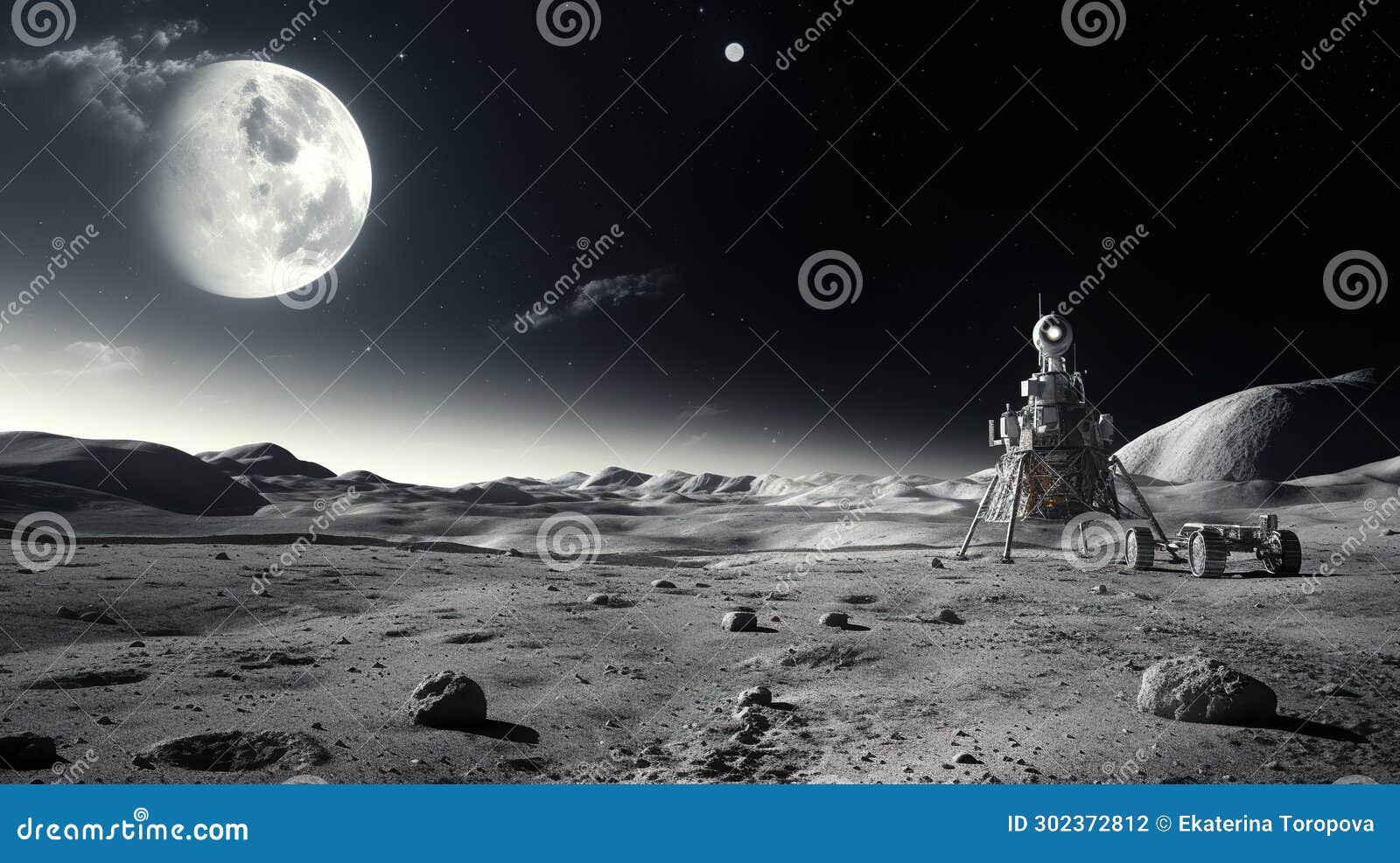 Autonomous Research Station Stands on the Deserted Surface of the Moon ...