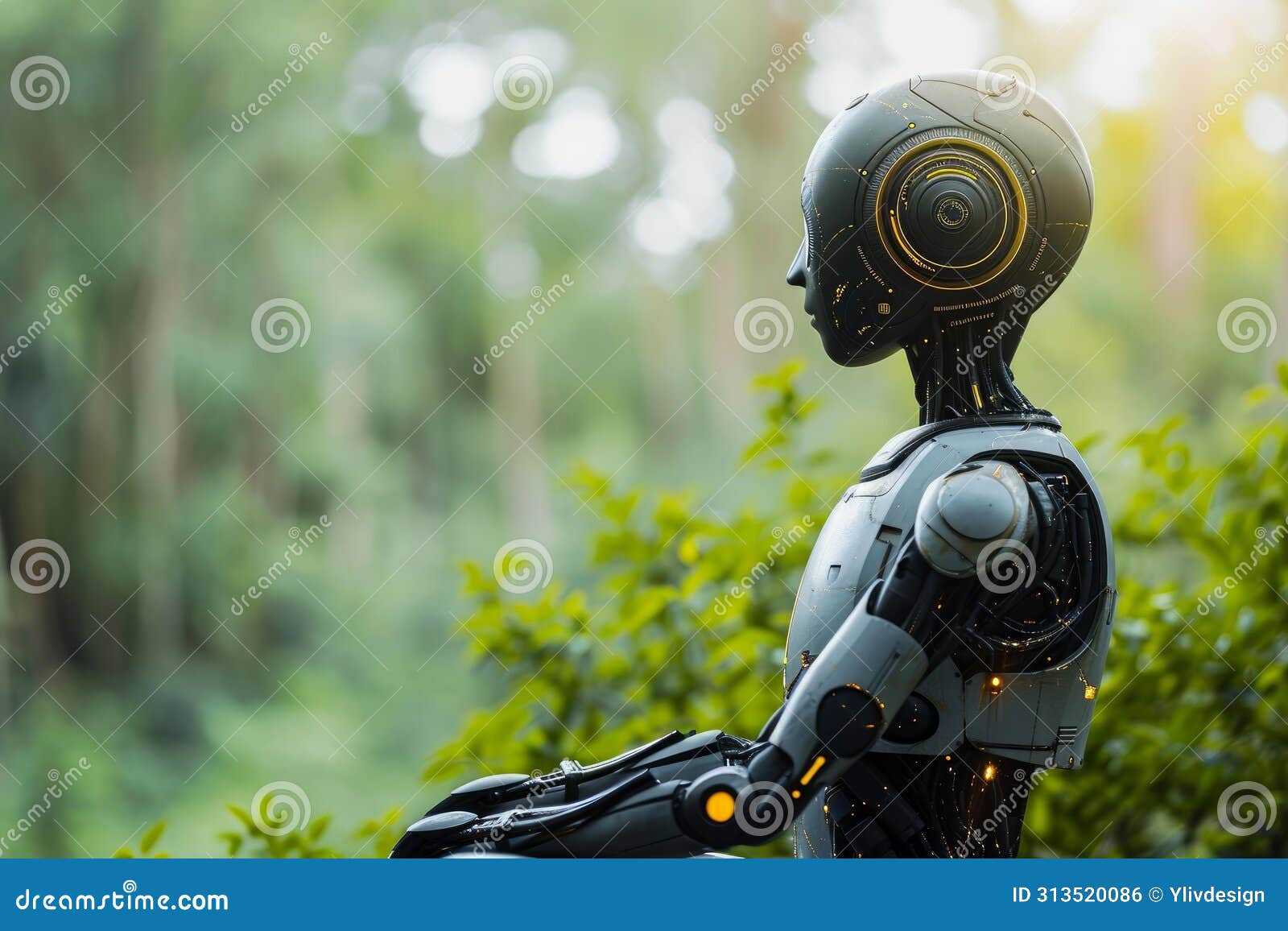 Autonomous Robot Android Meditating. Generate Ai Stock Photo - Image of ...