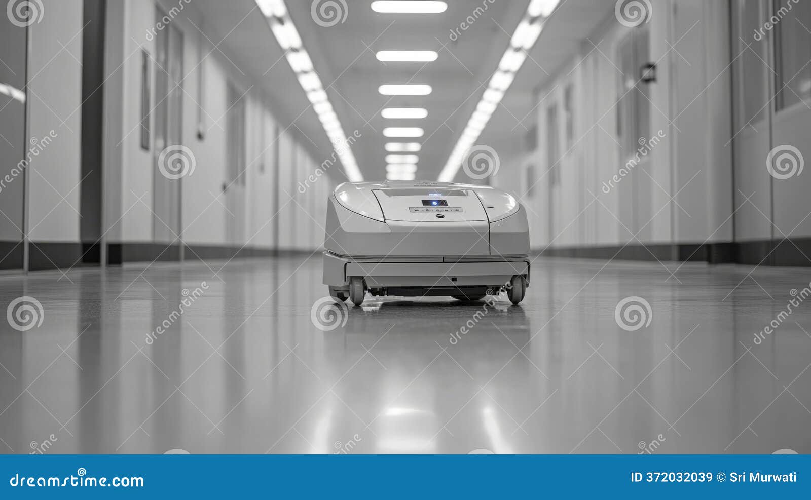 Robot Cleaning Large, Well Lit Room In Expansive Residence For ...