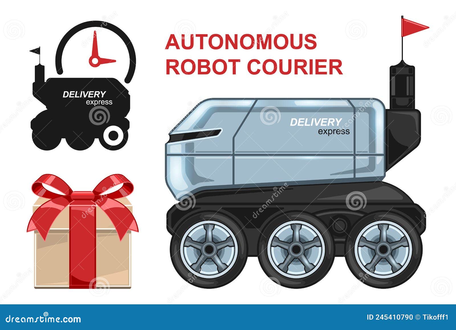 Autonomous Robot Courier Delivery Realistic Cartoon Isolated Vector ...