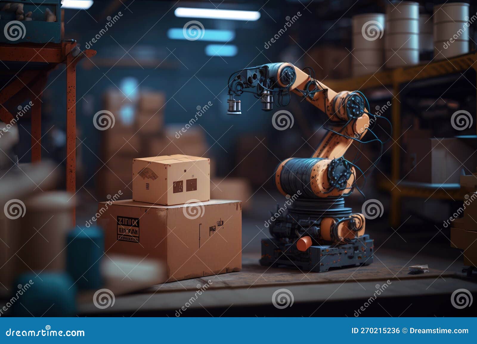 Autonomous Robotic Arm Handles Delicate Cardboard Boxes. Ai Generated ...