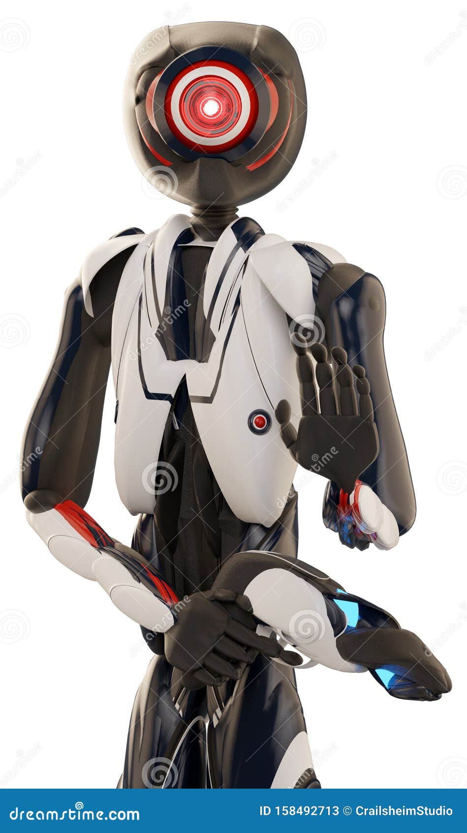 Police Robots Patrol Cops In Uniform Standing Together Artificial ...