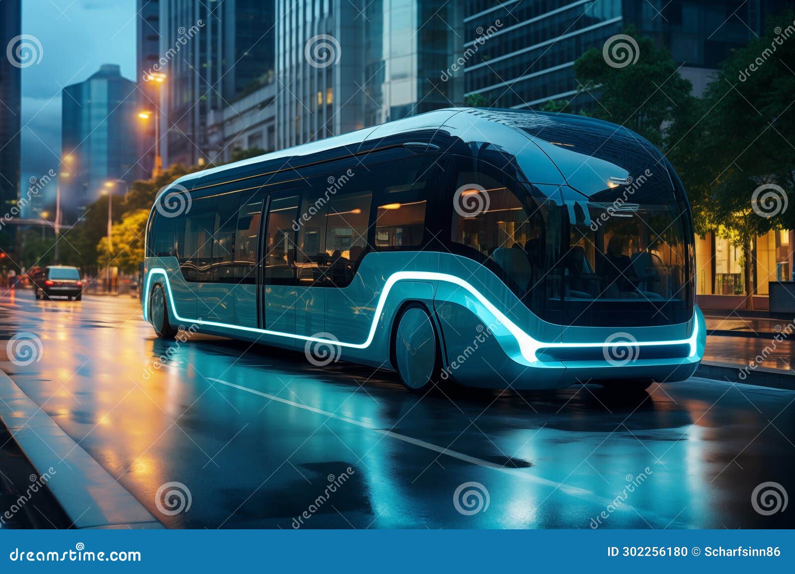 Autonomous Self Driving Bus Shuttle on a City Street. Stock Photo ...