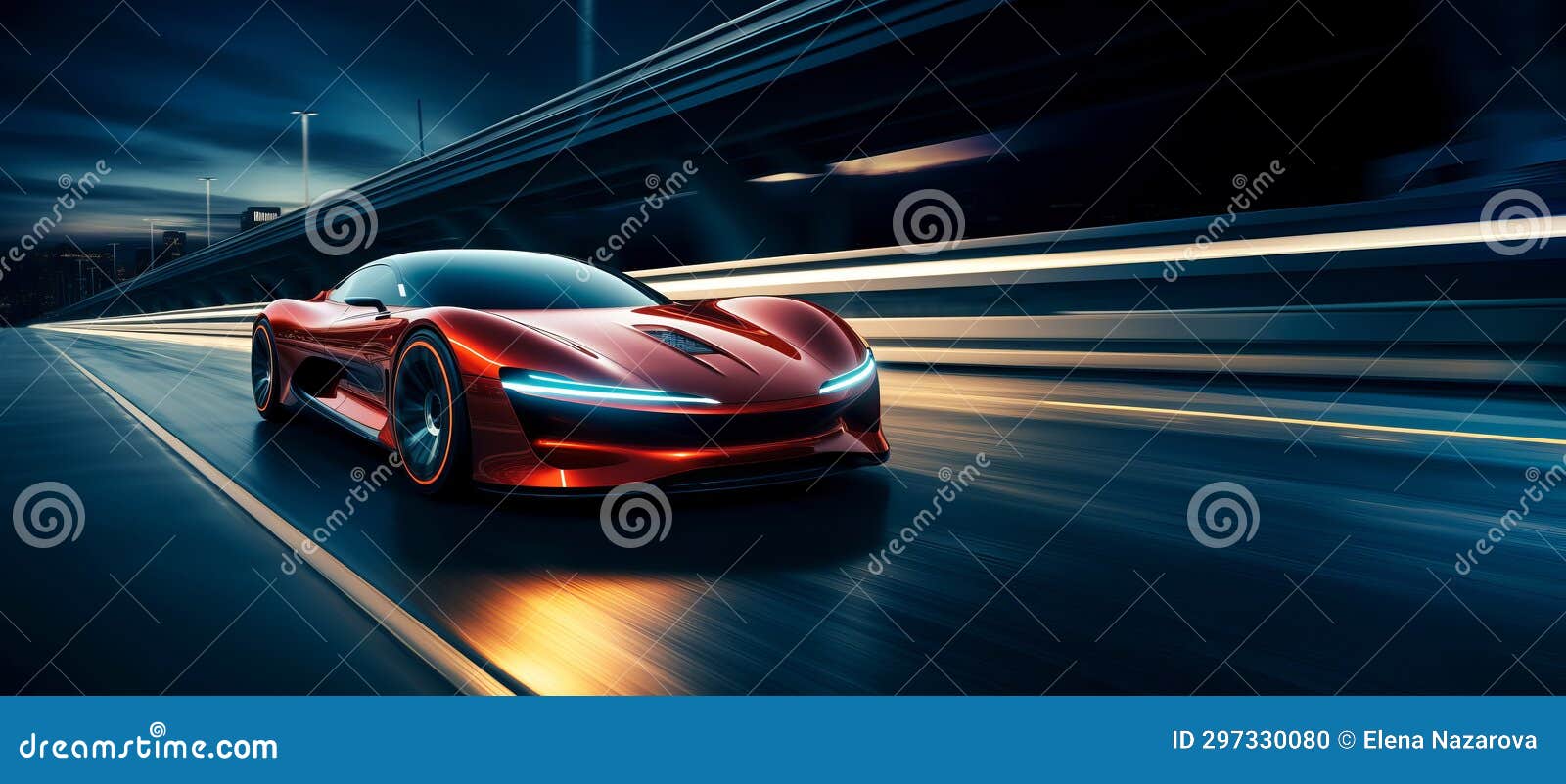 Autonomous Self-Driving Car Moving through City Highway with Light ...