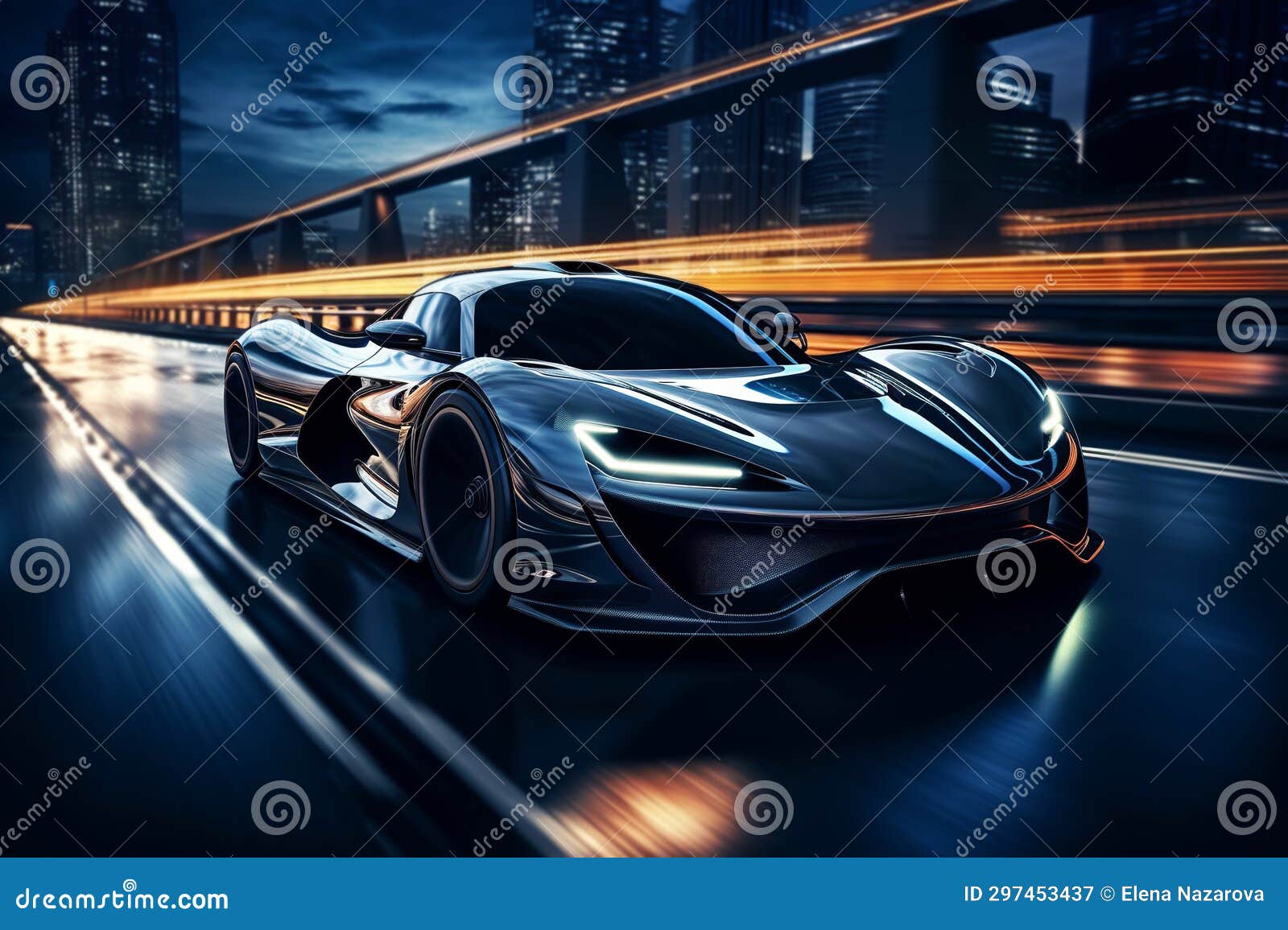 Autonomous Self-Driving Car Moving through City Highway with Light ...