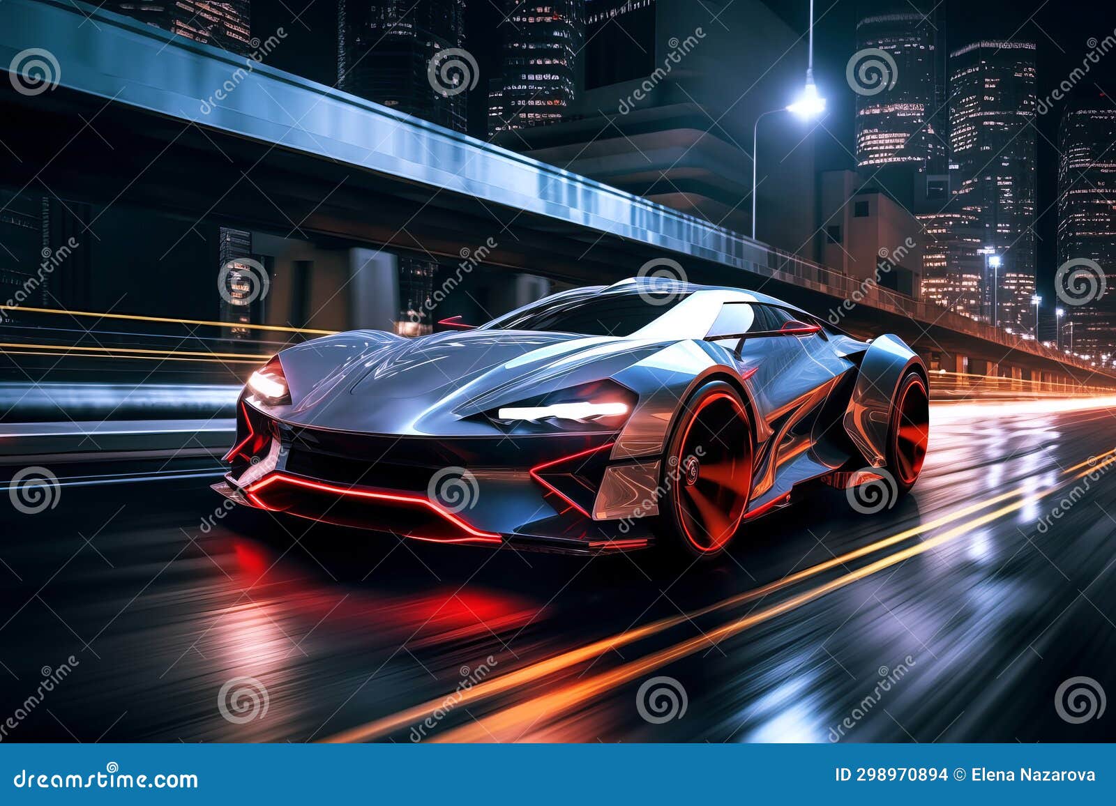 Autonomous Self-Driving Car Moving through City Highway with Light ...