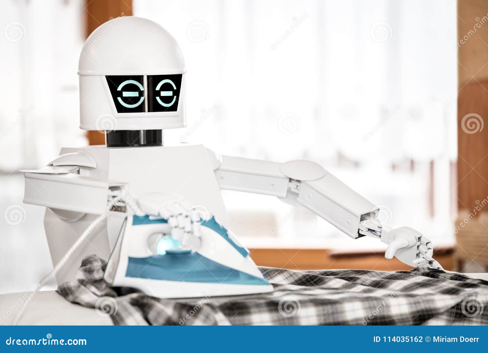 Autonomous Service Robot is Ironing Stock Photo - Image of ...