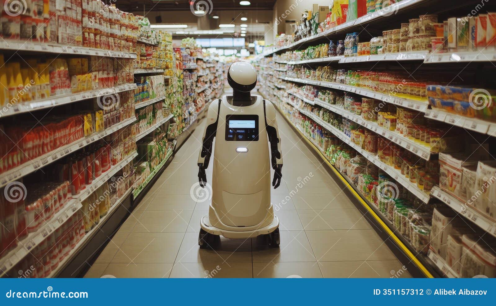 Autonomous Service Robot Navigates Grocery Store Aisle Stock ...
