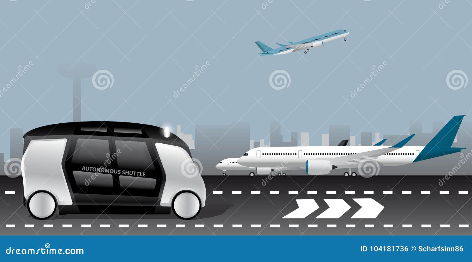 Autonomous Shuttle Bus Waiting At Bus Station Royalty-Free Stock Image ...