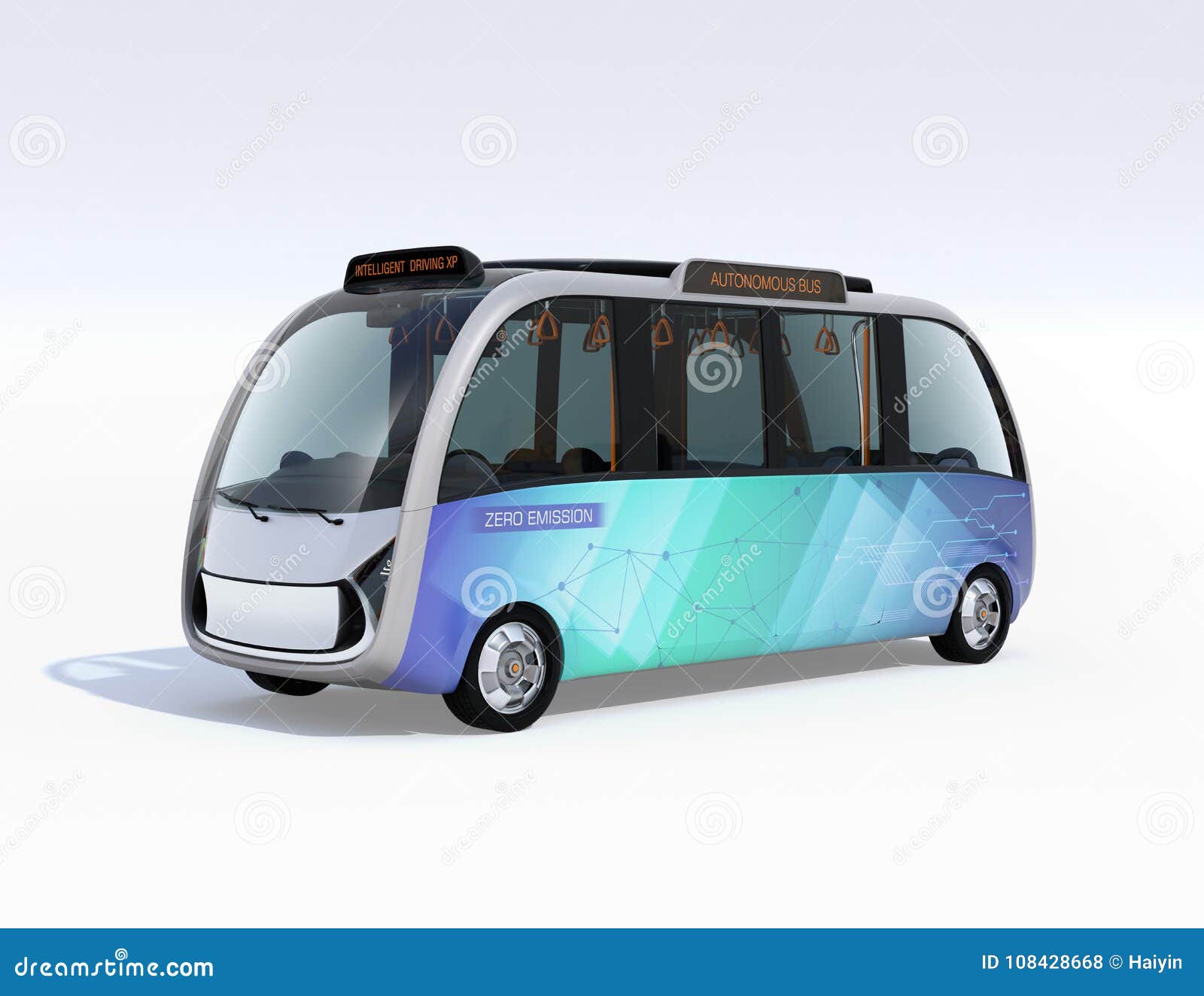 Autonomous Shuttle Bus Isolated on Gray Background Stock Illustration ...