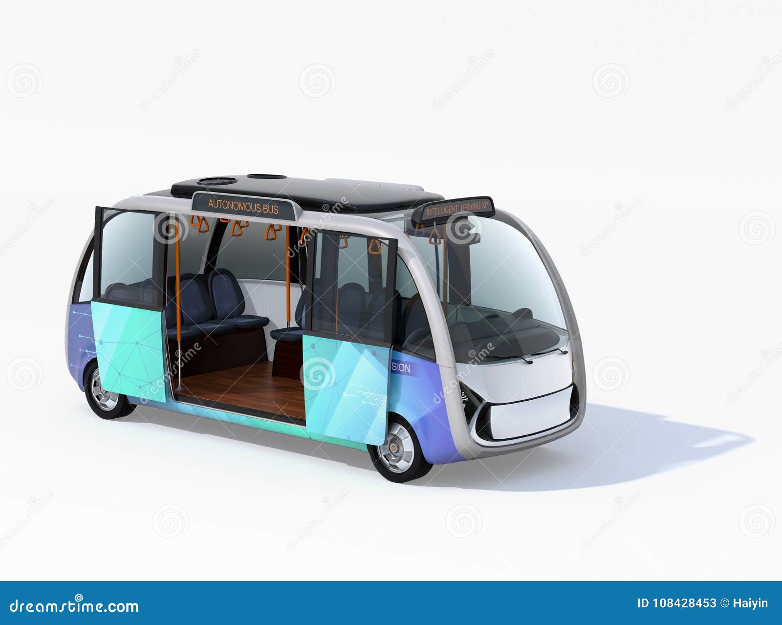 Autonomous Shuttle Bus Waiting At Bus Station Royalty-Free Stock Image ...