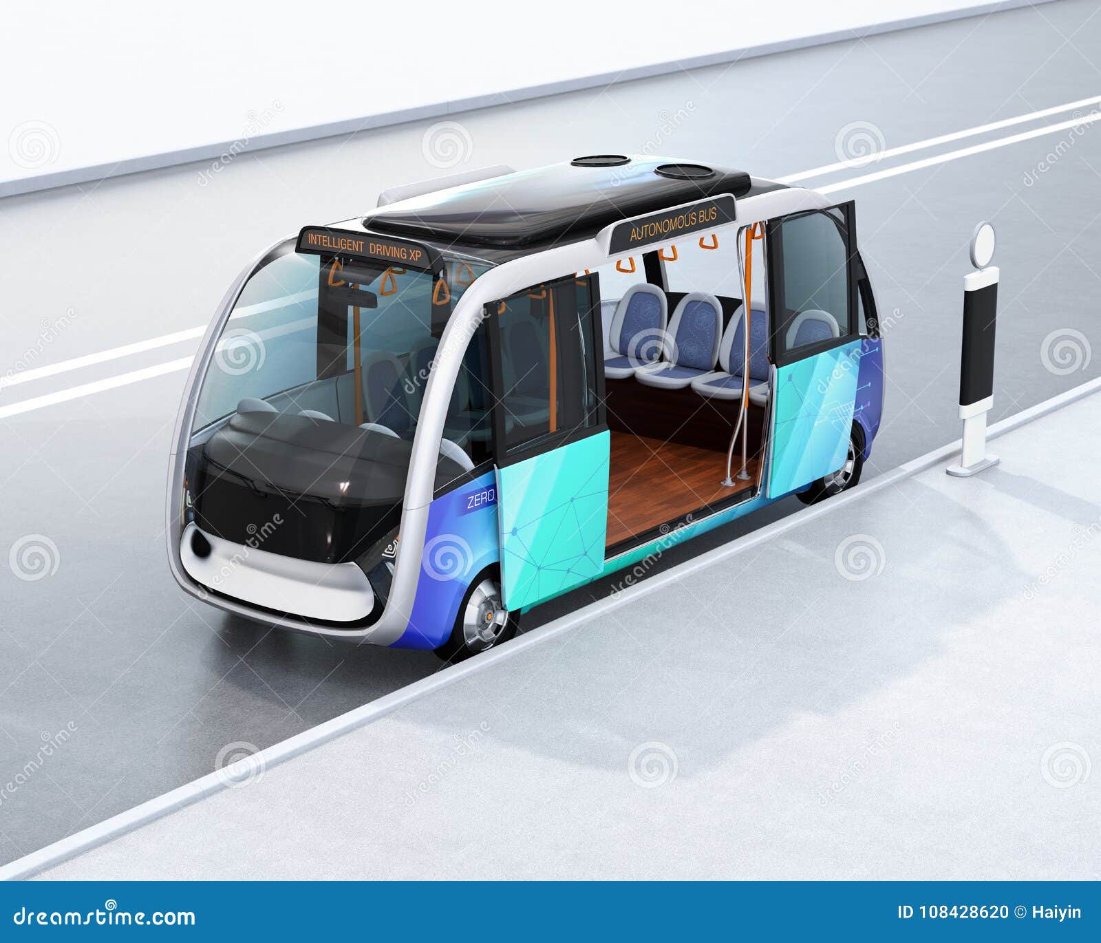 Autonomous Shuttle Bus Waiting At Bus Station Royalty-Free Stock Image ...