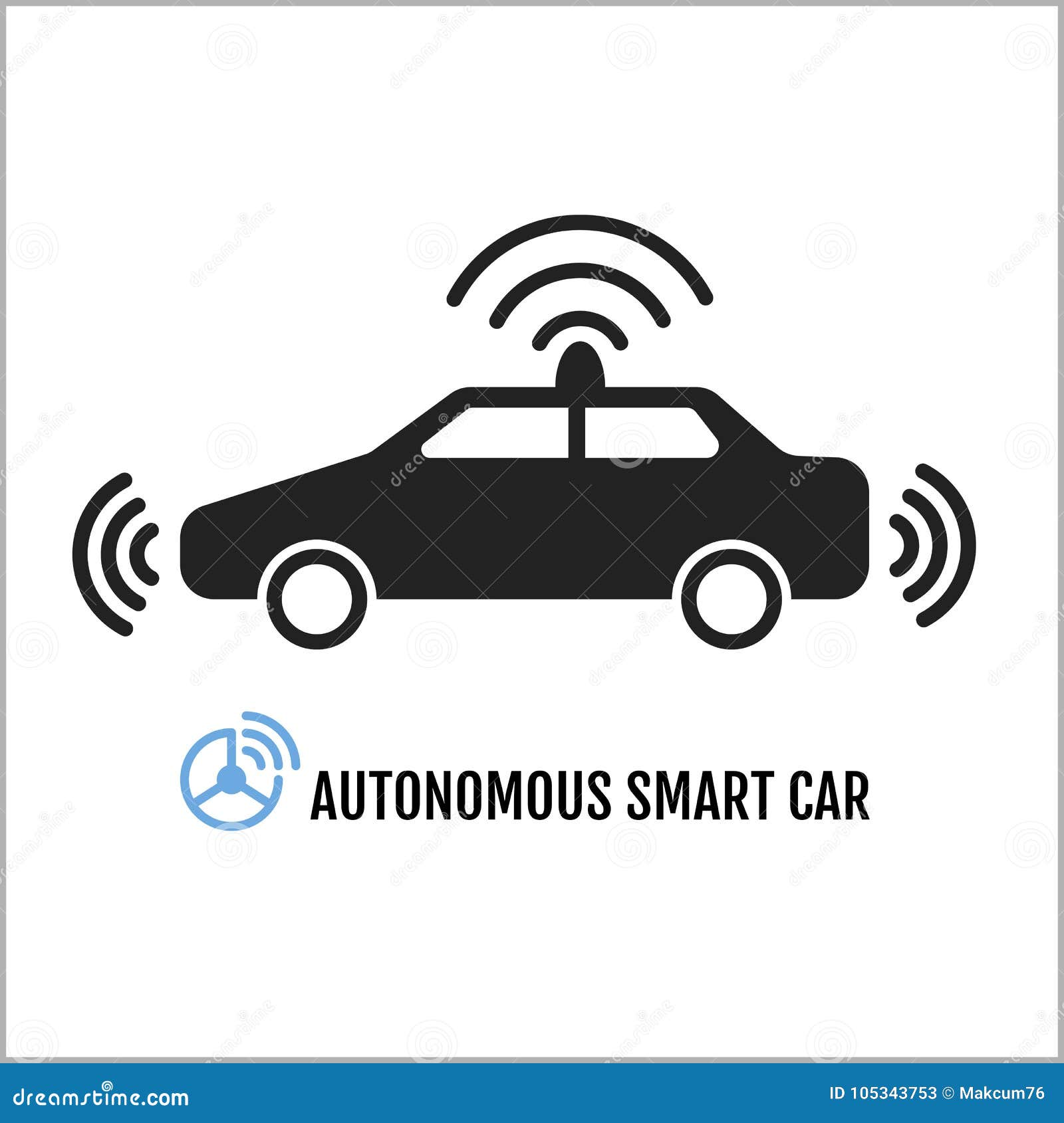 Autonomous Smart Car Icon Design Stock Vector - Illustration of black ...