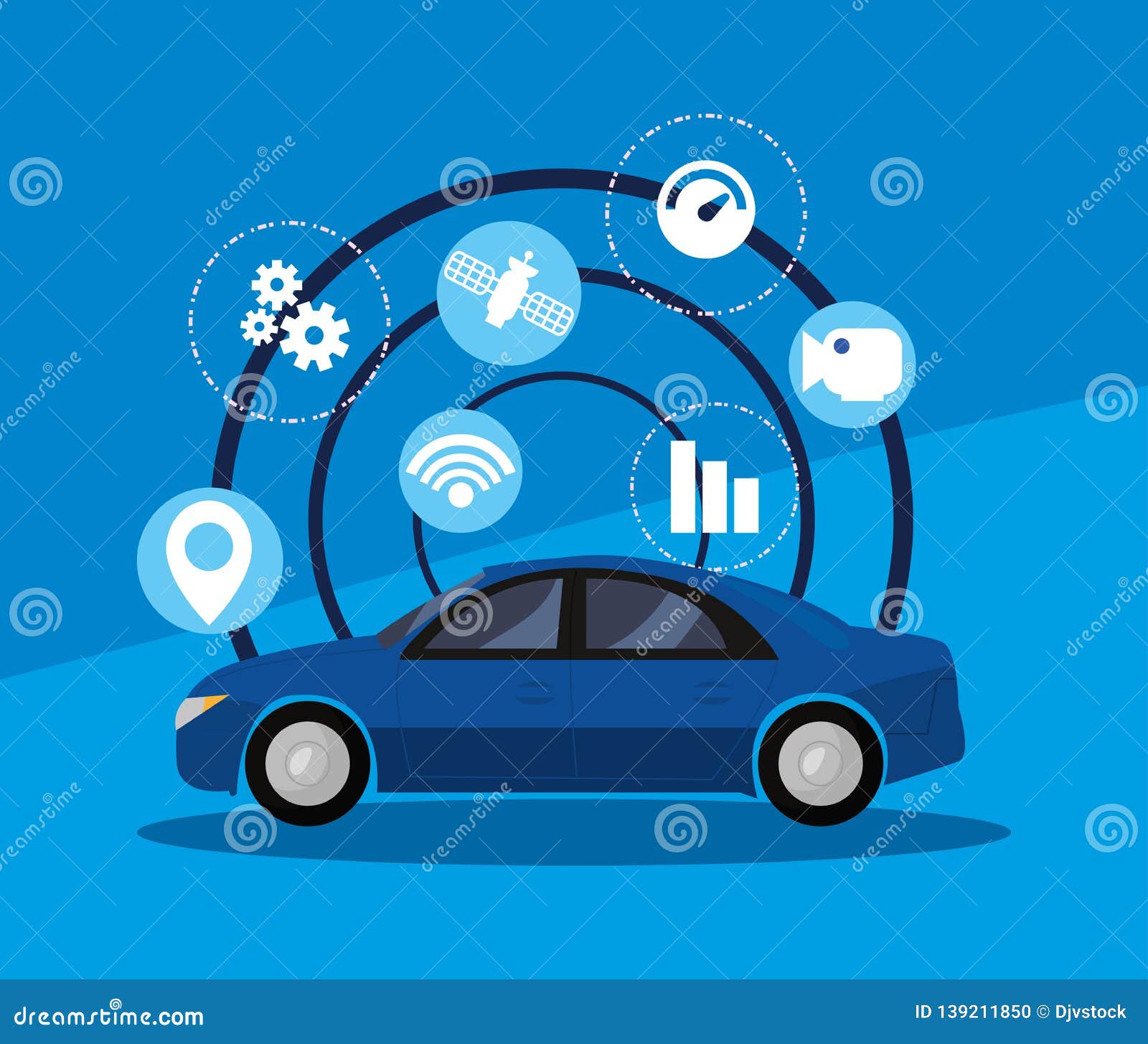 Autonomous smart car stock vector. Illustration of control - 139211850
