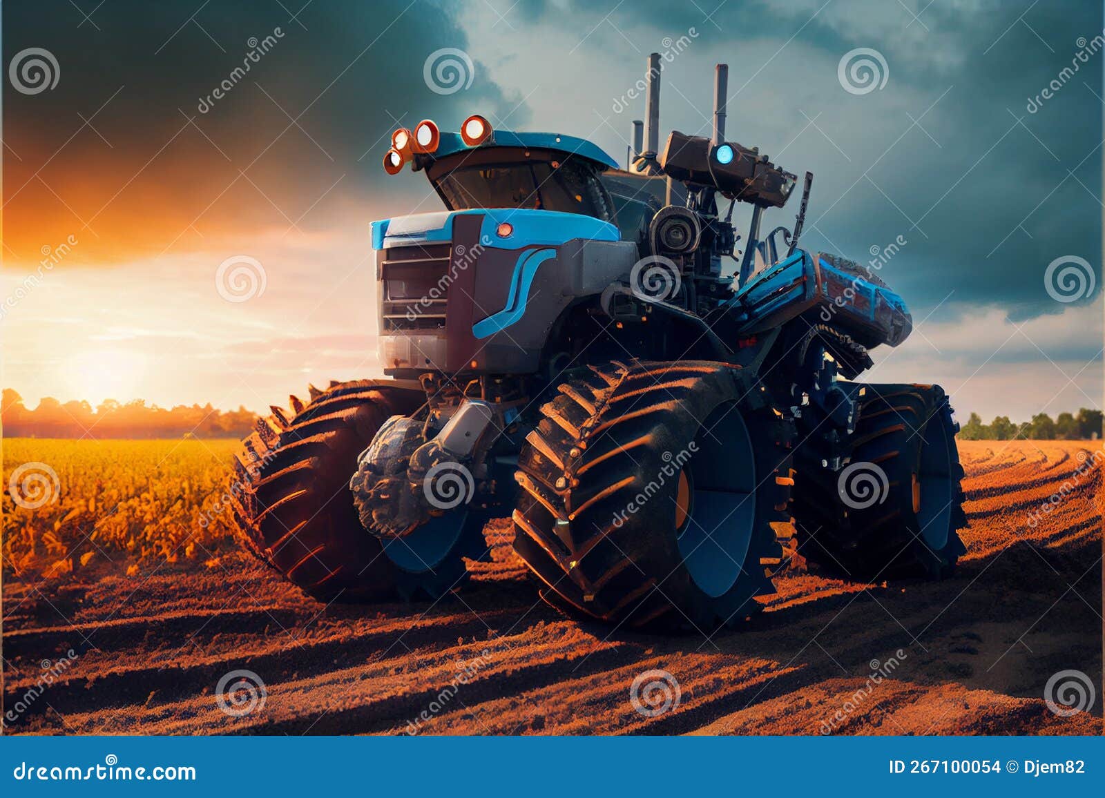 Autonomous Tractor Working in Field Created with Generative Ai Stock ...