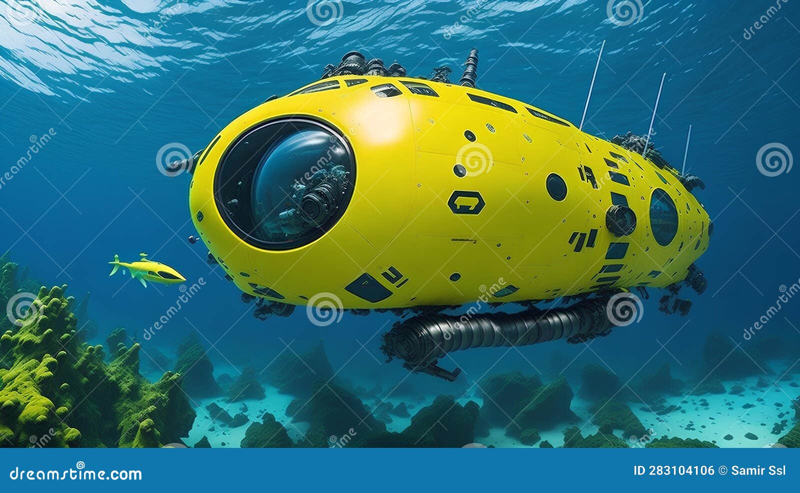 Autonomous Underwater Drones in Action Stock Illustration ...