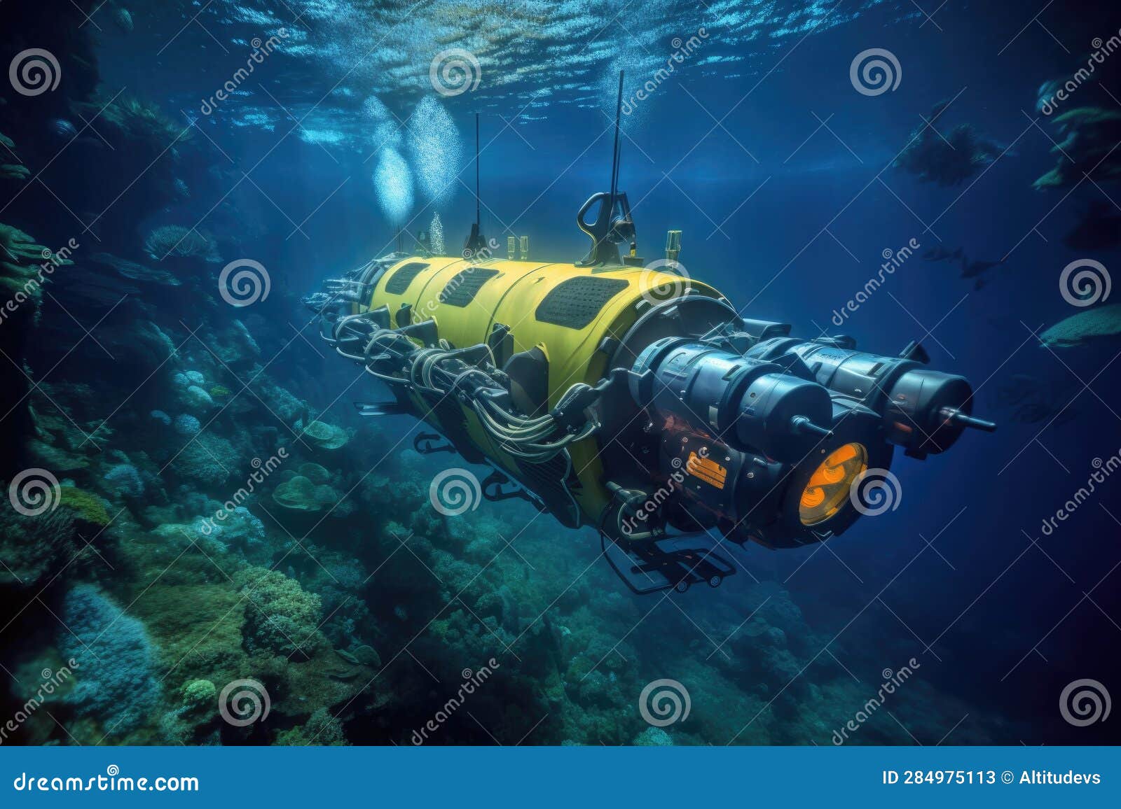 Autonomous Underwater Vehicle Exploring Deep Sea Environment Stock ...