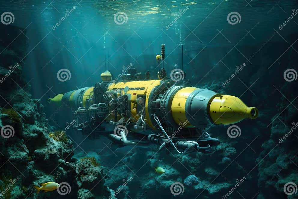 Autonomous Underwater Vehicle Exploring Deep Sea Environment Stock ...