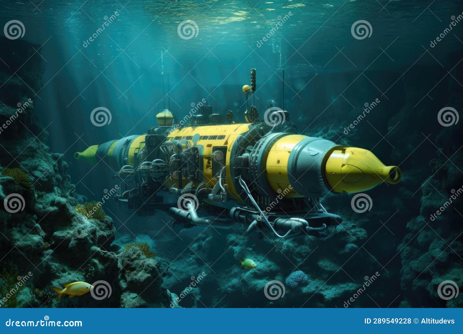 Autonomous Underwater Vehicle Exploring Deep Sea Environment Stock ...