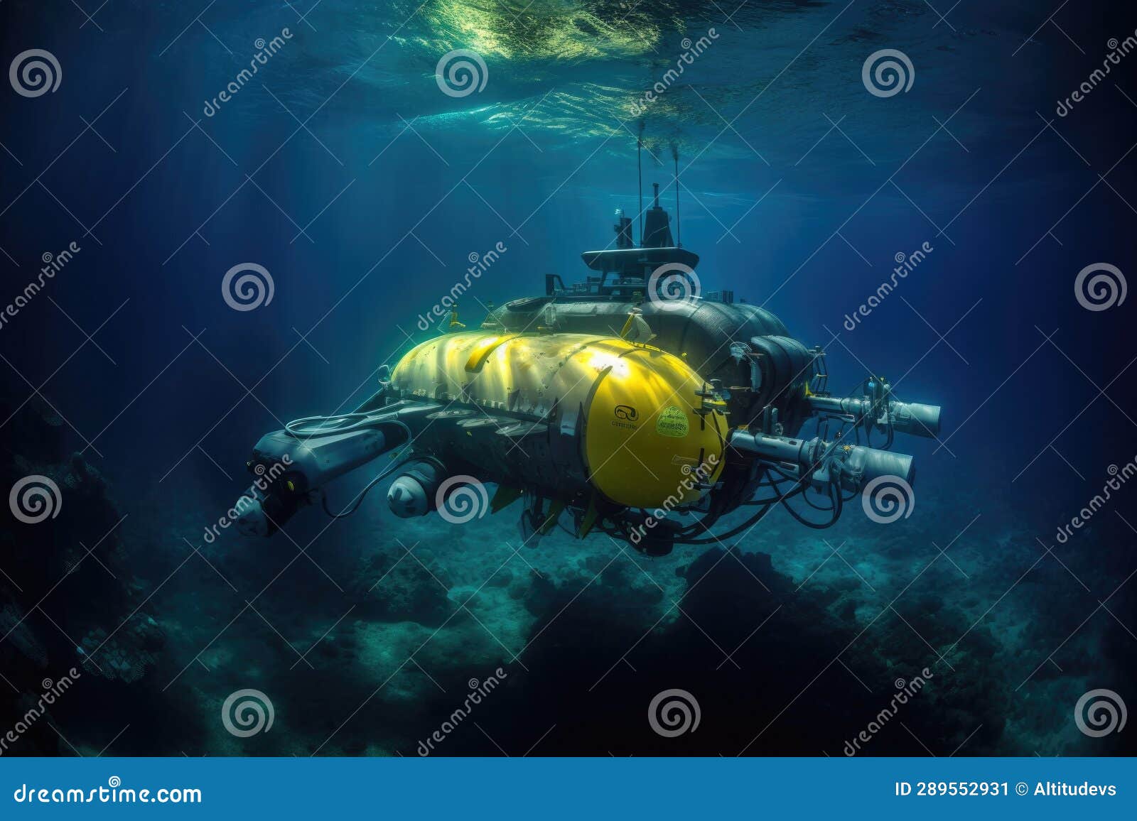 Autonomous Underwater Vehicle Exploring Deep Sea Environment Stock ...