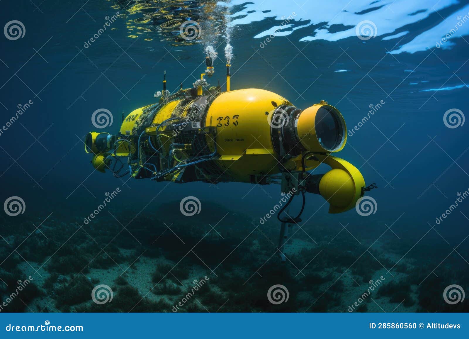 Autonomous Underwater Vehicle Exploring Ocean Depths Stock Photo ...