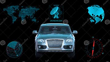 Autonomous Vehicle, Driverless SUV Car on Black Background with ...