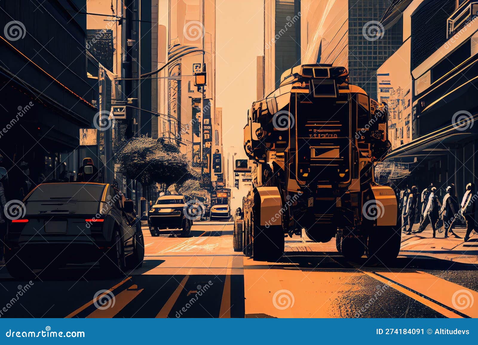 Autonomous Vehicle Navigating the Busy Streets of a Bustling City Stock ... Autonomous Vehicle Navigating the Busy Streets of a Bustling City Stock ...