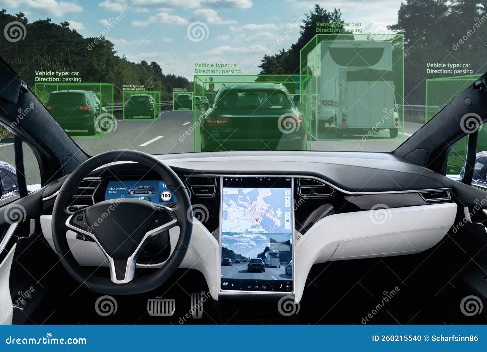 Autonomous vehicle vision stock photo. Image of transportation - 260215540
