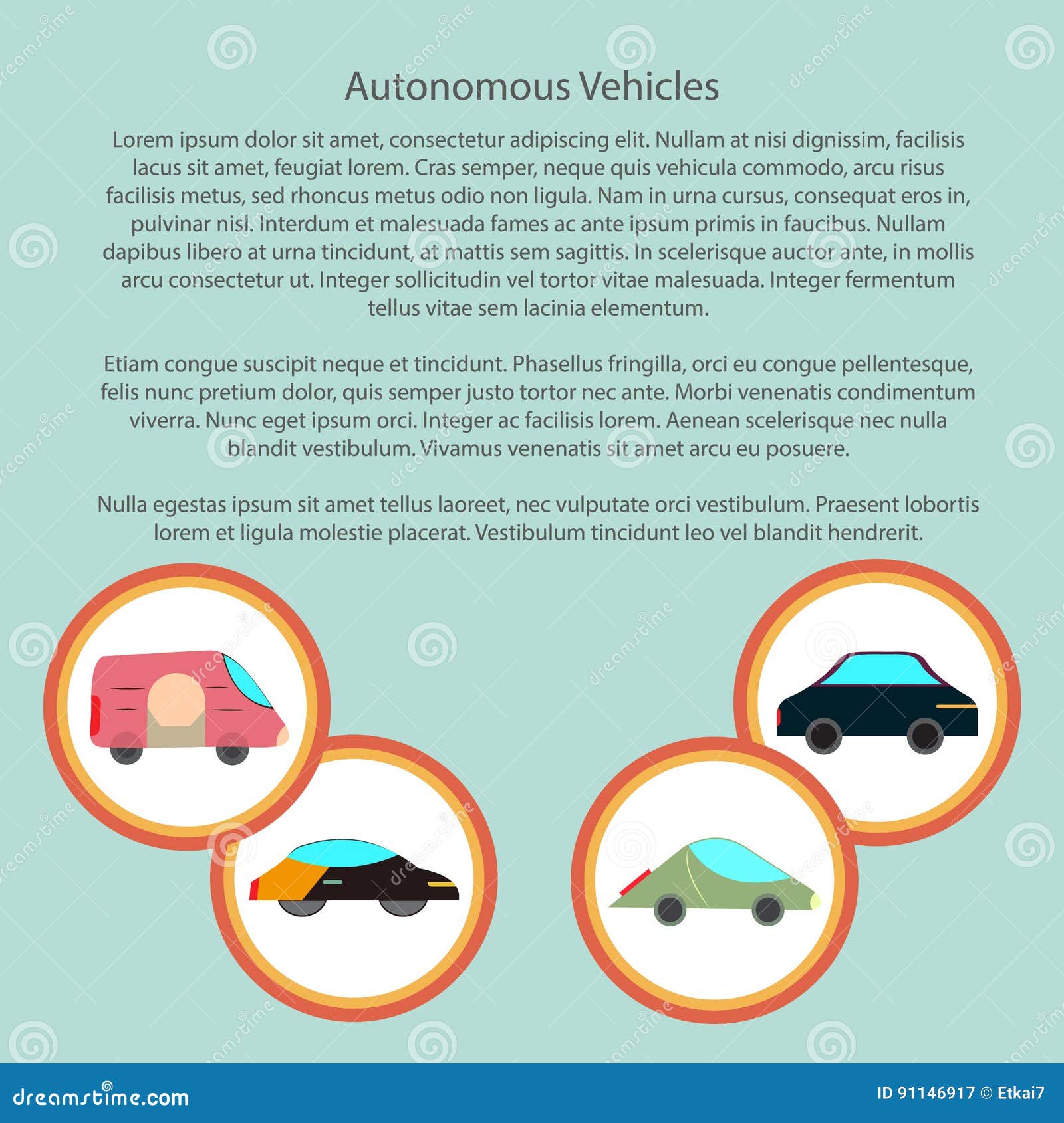 Autonomous Vehicles Infographic with in a Circle Stock Vector ...