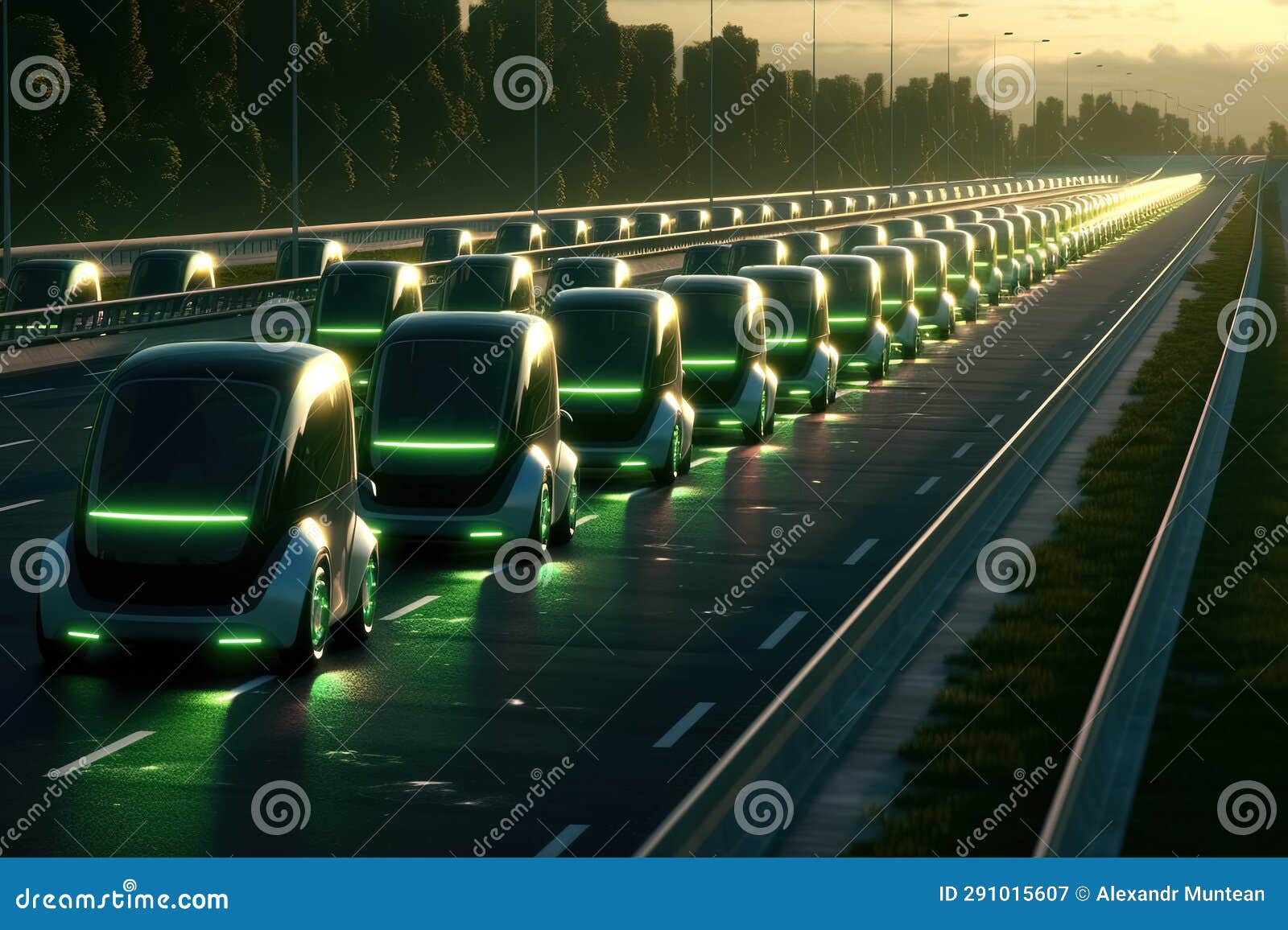 Autonomous Vehicles on Road Stock Illustration - Illustration of ...