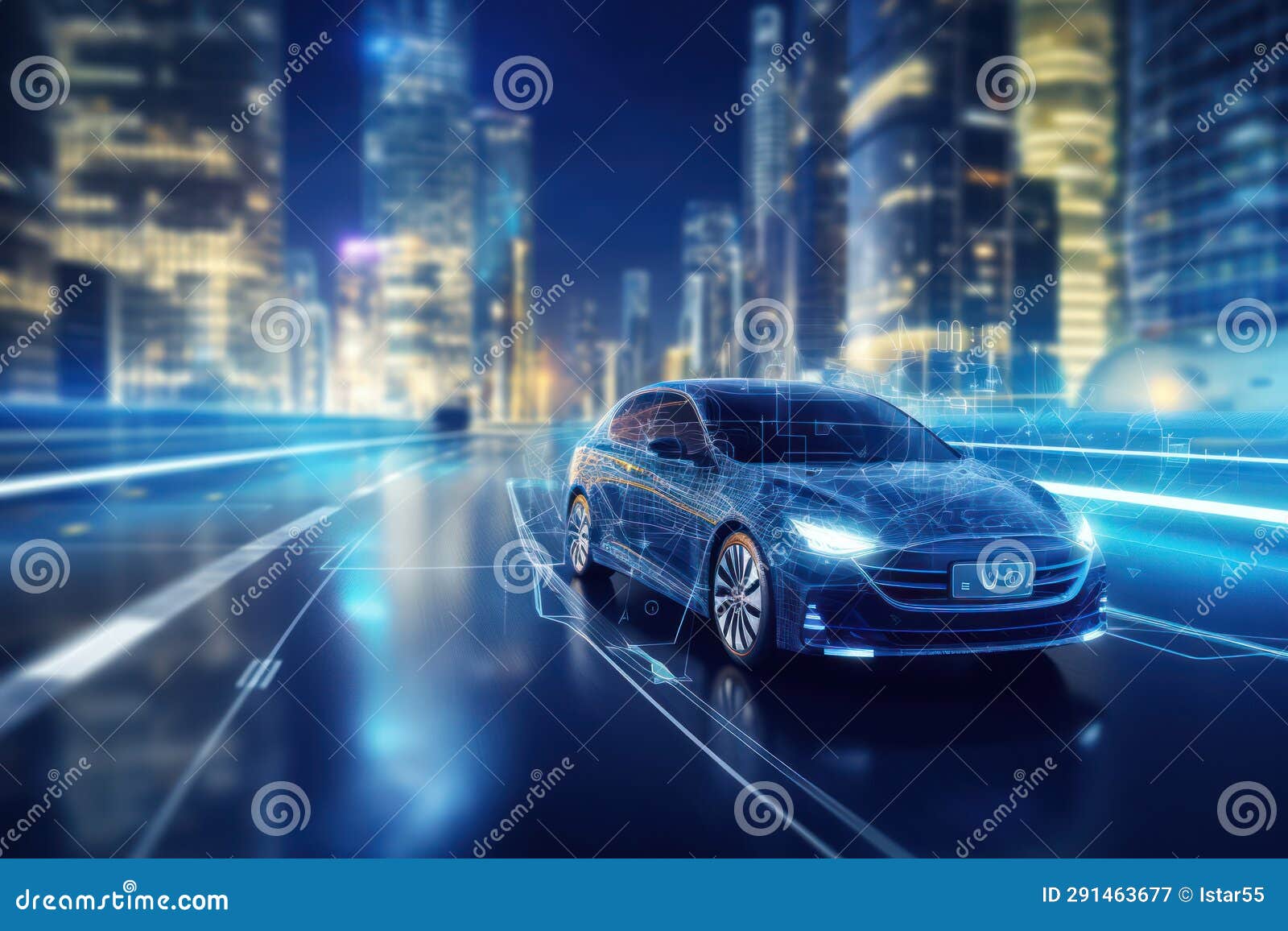 Autonomous Vehicles. Self-Driving Car AI Generated Stock Illustration ...
