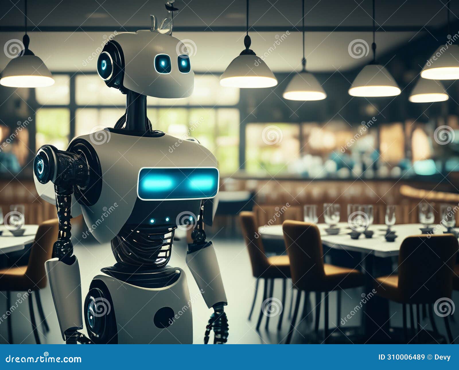 Autonomous Waiter Robot Working in Restaurant, Concept Stock ... Autonomous Waiter Robot Working in Restaurant, Concept Stock ...