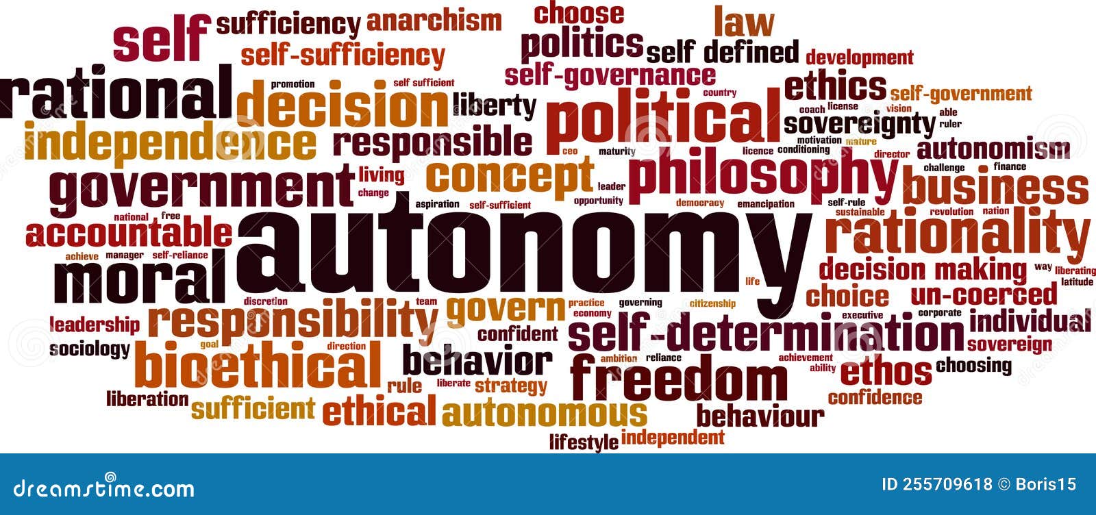 Autonomy word cloud stock vector. Illustration of philosophy - 255709618