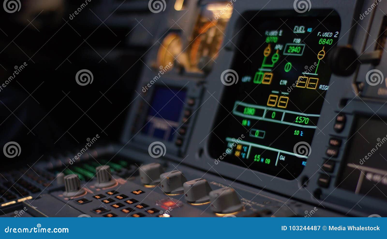 Autopilot Control Element of an Airliner. Panel of Switches on an ...