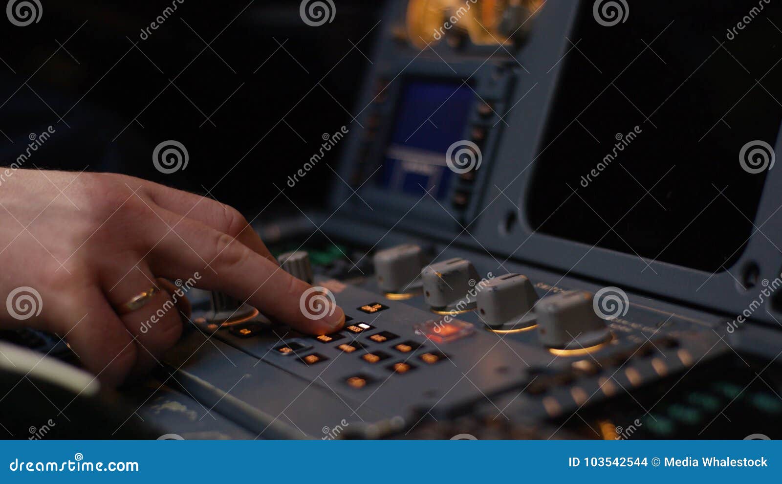 Autopilot Control Element of an Airliner. Panel of Switches on an ...